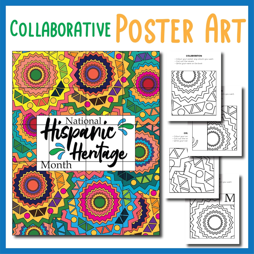 Hispanic Heritage Month Collaborative Poster Art Coloring Pages ...