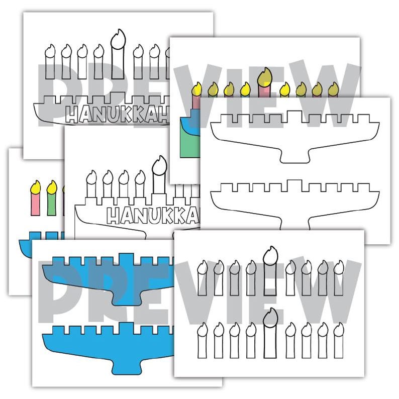 Hanukkah Hat Craft Printable, Menorah Crown Headband, Hanukkah Coloring ...