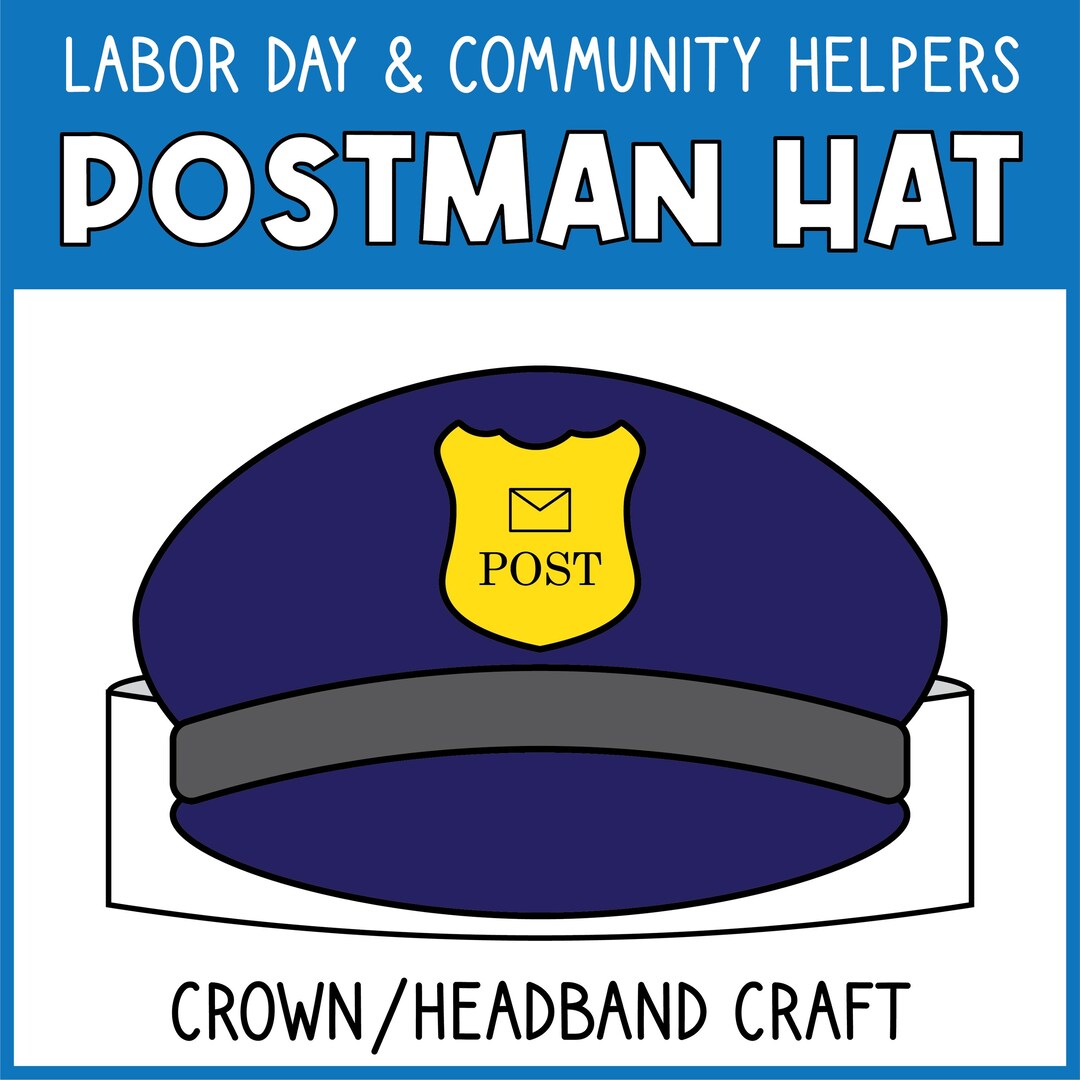 Labor Day & Community Helpers Hat Craft, Postman/mailman Hat Paper ...