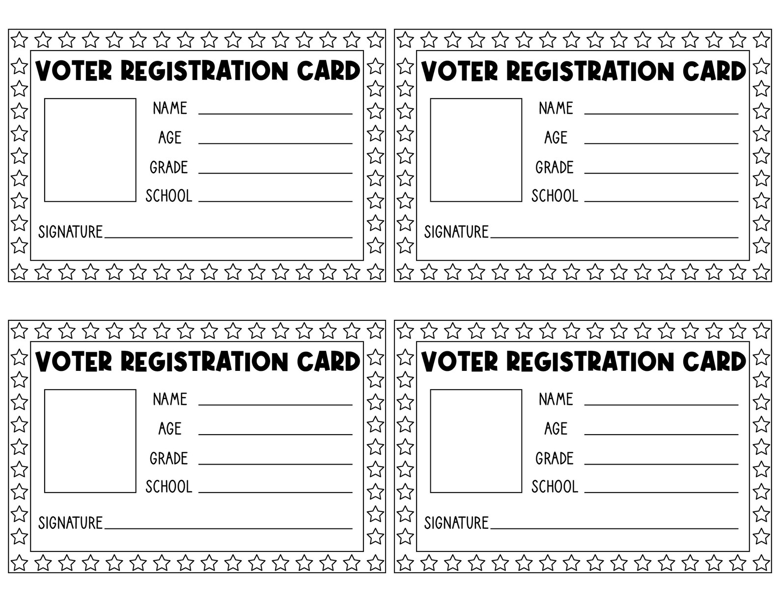 Election Day | Voter's Registration Card Printable Template | Classroom ...