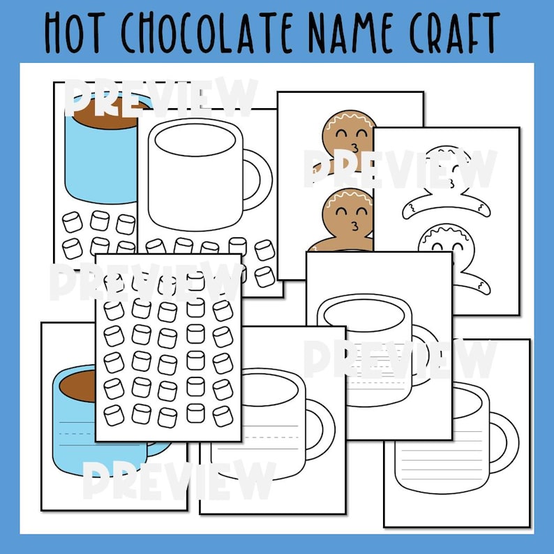 Hot Chocolate Name Craft Printable, Winter Activity (PDF) - Etsy