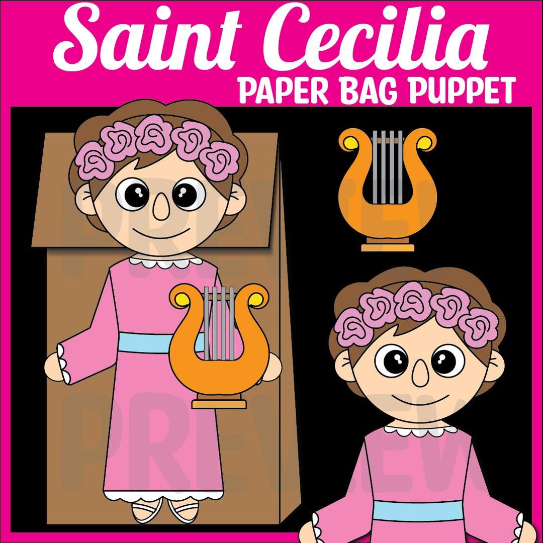 Saint Cecilia Paper Bag Puppet Printable Activities, Catholic All ...
