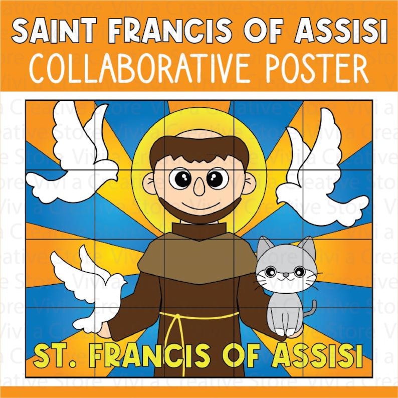 St Francis of Assisi Collaborative Art Poster Coloring Page, Bulletin ...