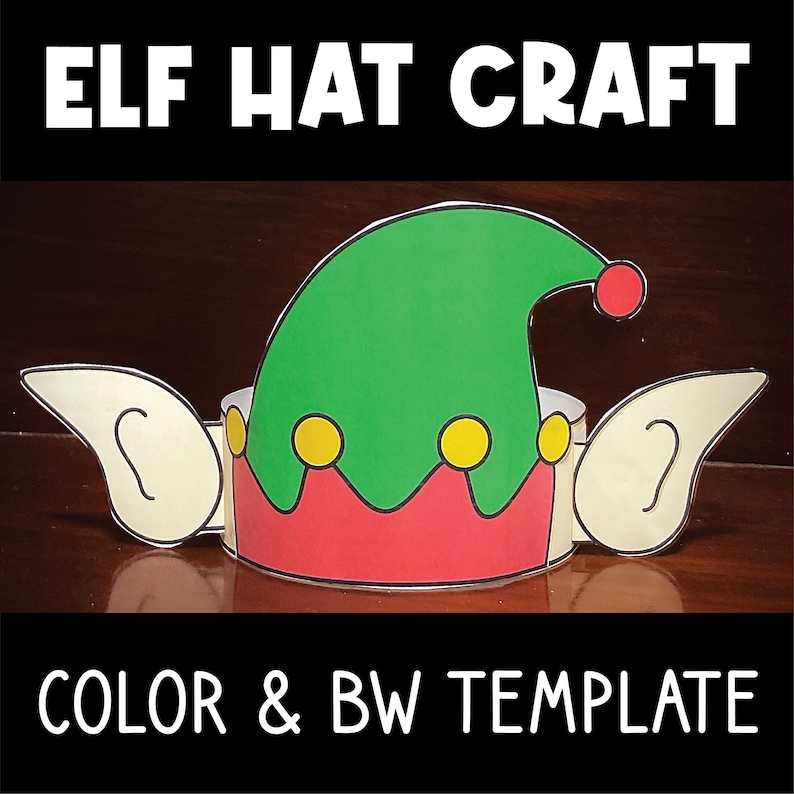 Elf Hat Craft Template | Christmas Headband Printable | Holiday Kids ...