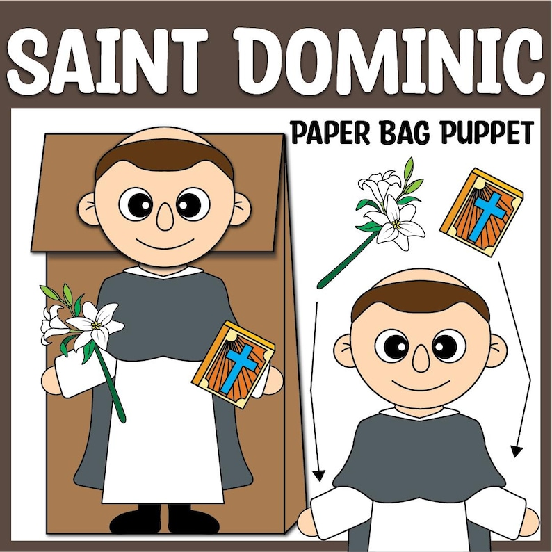 Saint Dominic Paper Bag Puppet Printable Activities, Catholic All ...