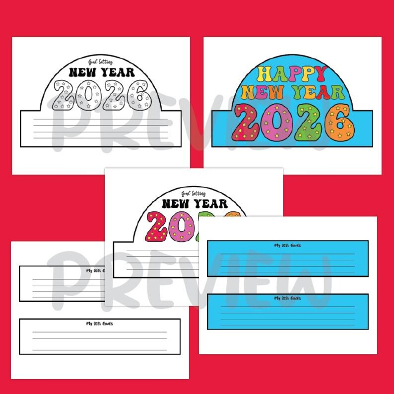 New Years 2026 Hat Craft | Goals Setting Writing Activities | Bulletin ...