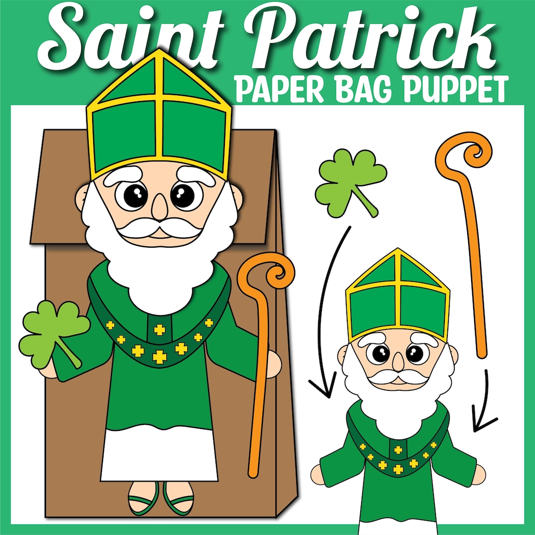 Saint Patrick Paper Bag Puppet Printable Activity, Catholic All Saints ...