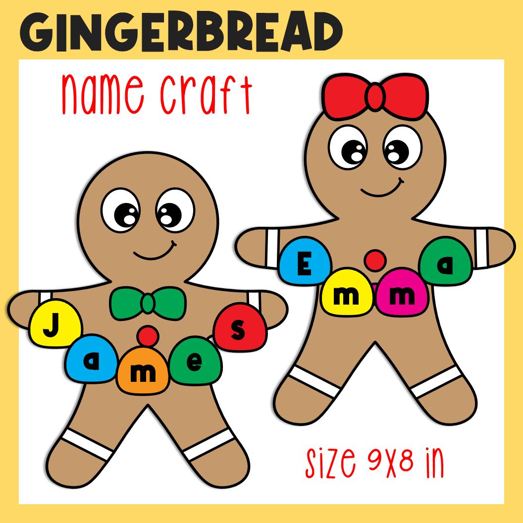 Gingerbread Name Craft Printable, Christmas Activity (PDF) - Etsy