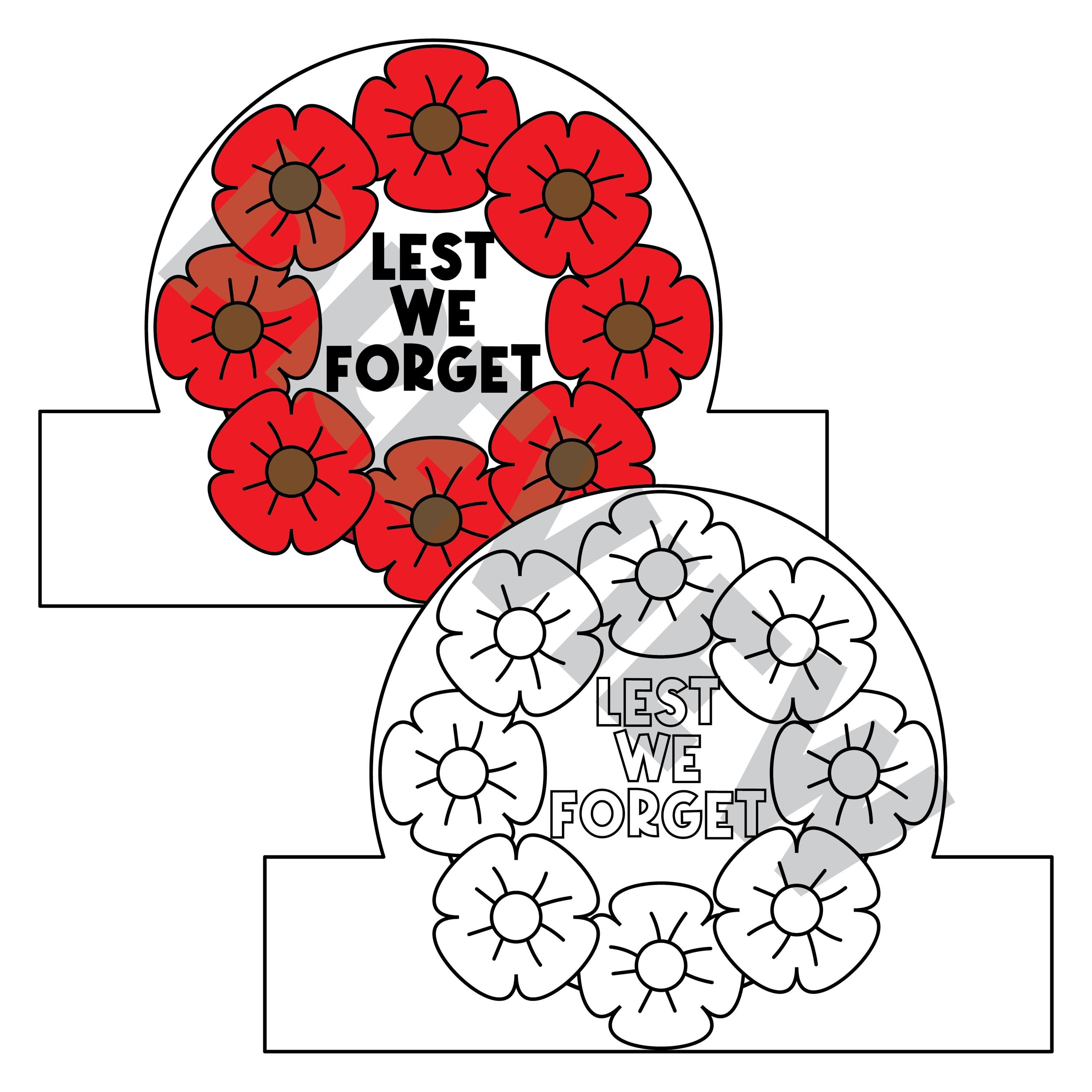 Remembrance Day Hat Craft | Poppy Memorial "lest WE Forget" Activity - Etsy