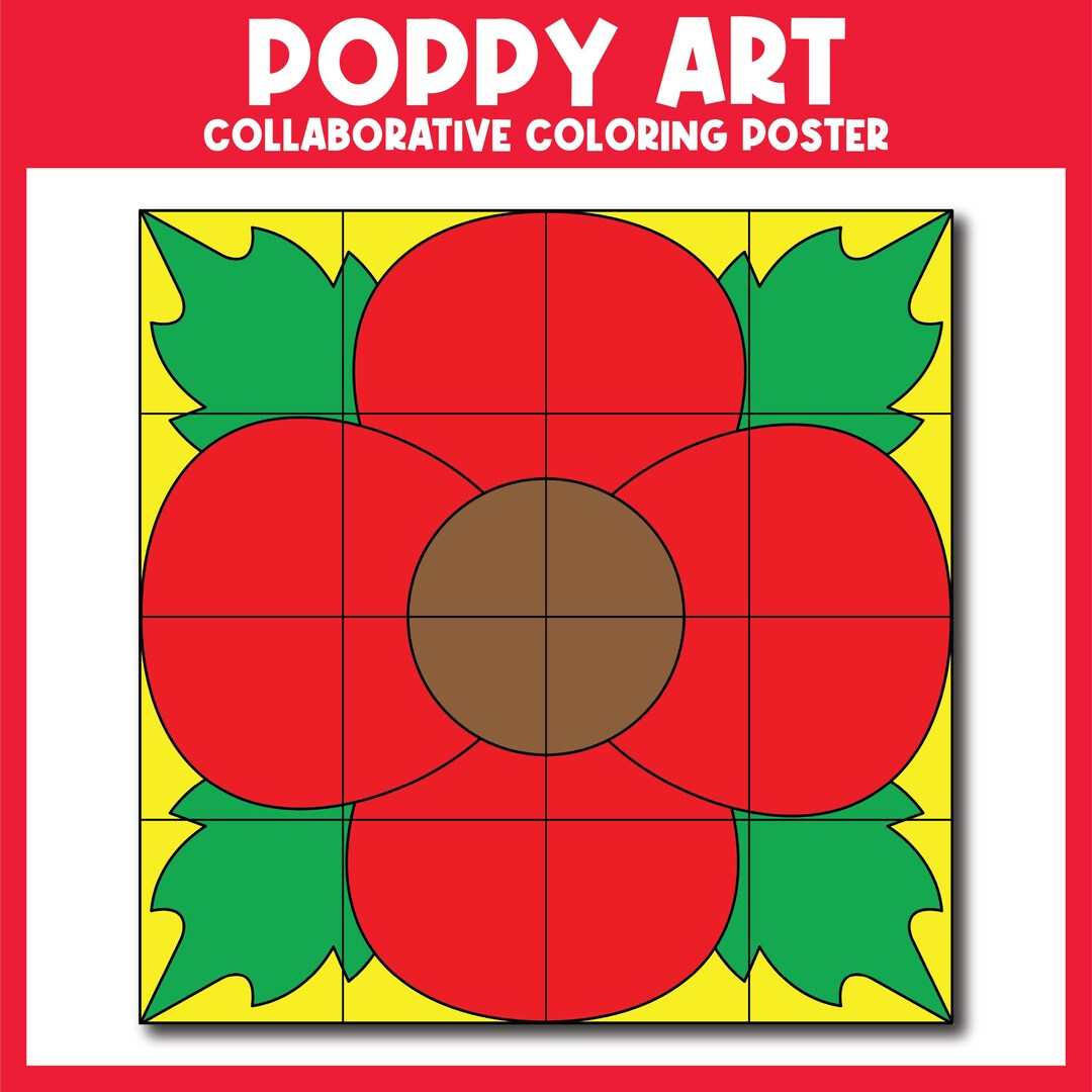 Remembrance Day Poppy Art Collaborative Poster Coloring Page | Memorial ...