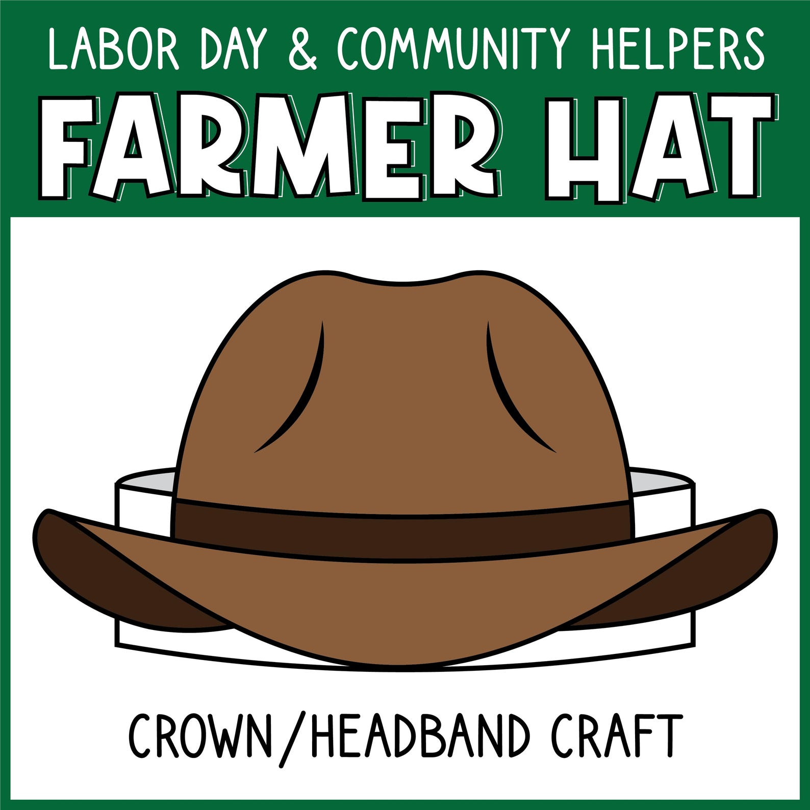 Labor Day & Community Helpers Hat Craft, Farmer Hat Paper Crown Craft ...