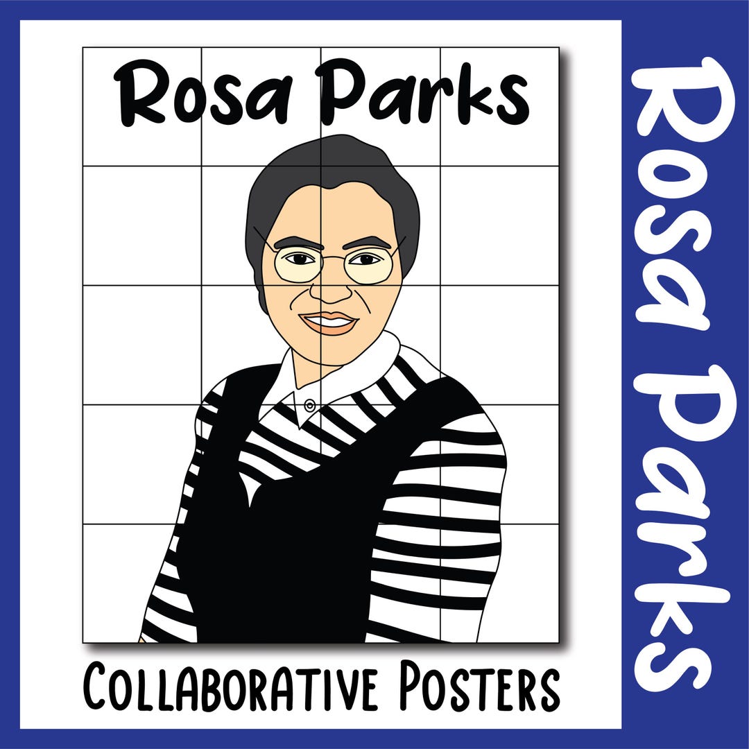 Rosa Parks Day Collaborative Poster Art Coloring Page, Black History ...