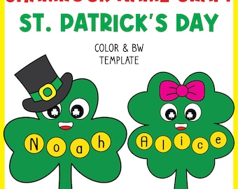 St Patrick's Day Craft for Kids Shamrock Name Craft Patterns Saint ...