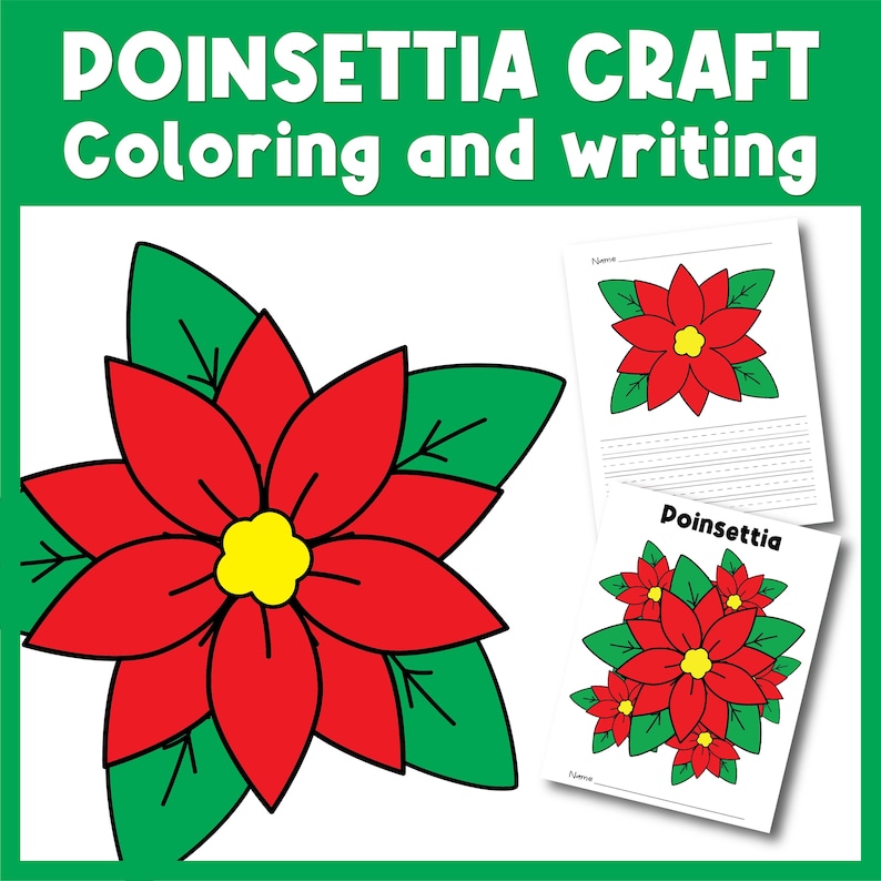 Poinsettia Craft | Poinsettia Coloring & Writing Christmas Around the ...