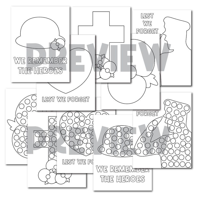 Remembrance Day Dot Marker Fine Motor Skill Coloring Printable ...