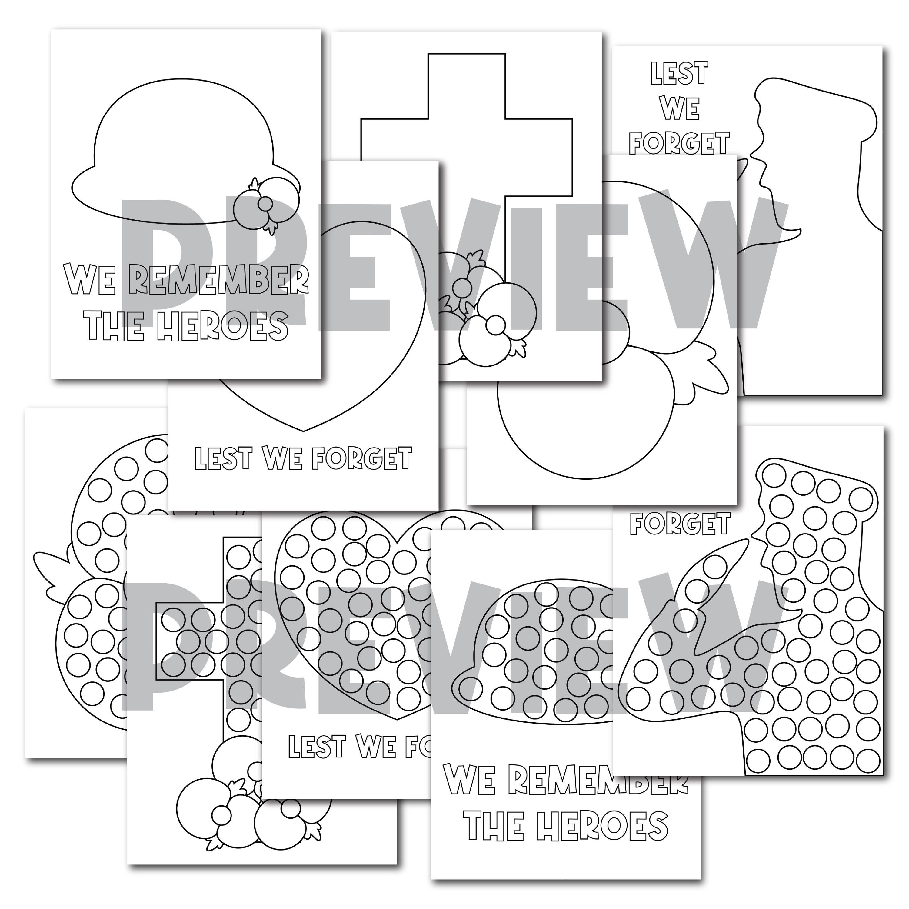 Remembrance Day Dot Marker Fine Motor Skill Coloring Printable ...