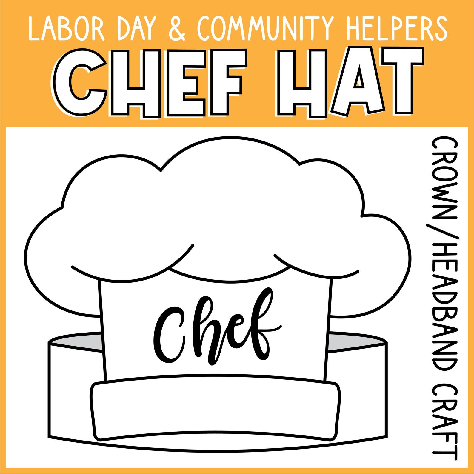 Chef Hat Paper Crown Craft: Community Helpers Activity (PDF) - Etsy