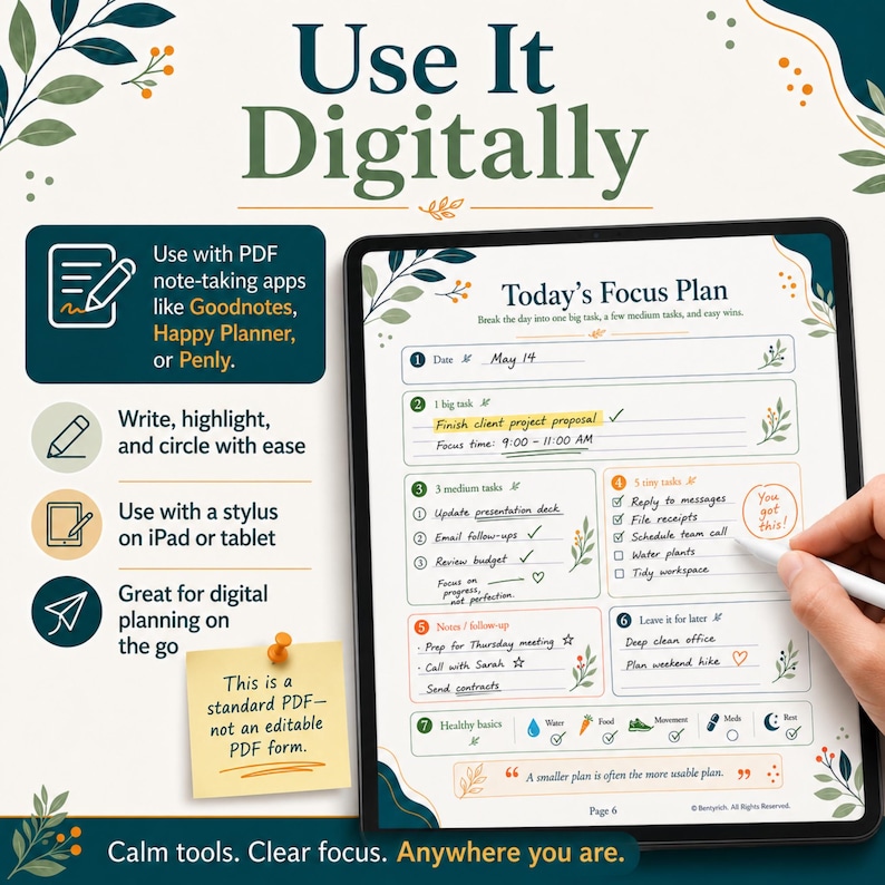 ADHD Calm Control Workbook - Printable ADHD Friendly Planner and ...