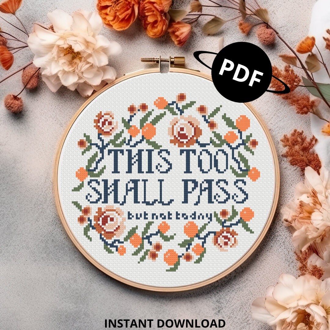 This Too Shall Pass - Cross Stitch Digital Pattern - Motivational Funny ...