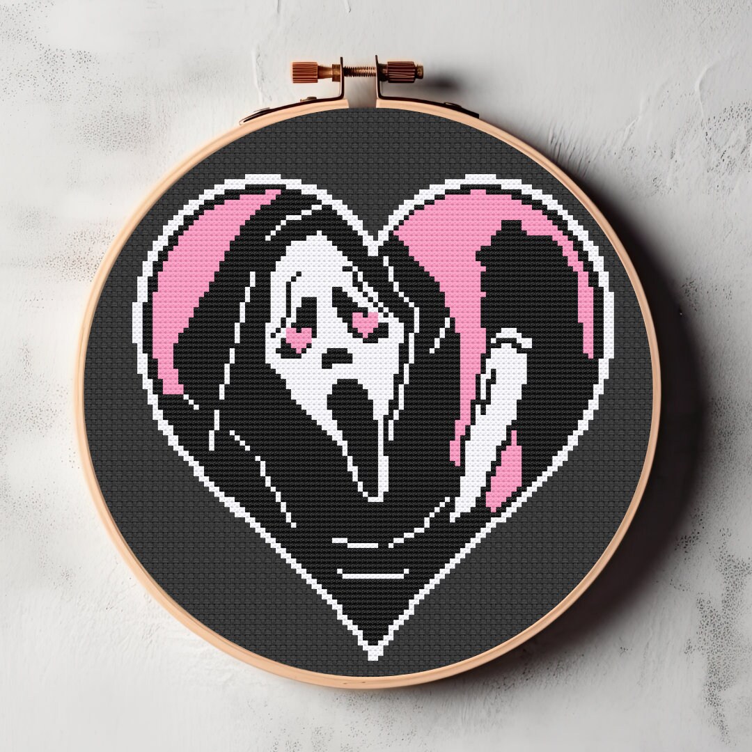 Heart Eyed Ghostface Cross Stitch Digital Pattern Horror Film Slasher ...
