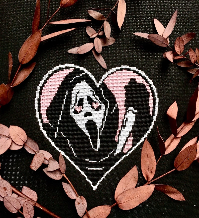 Heart Eyed Ghostface Cross Stitch Digital Pattern Horror Film Slasher ...
