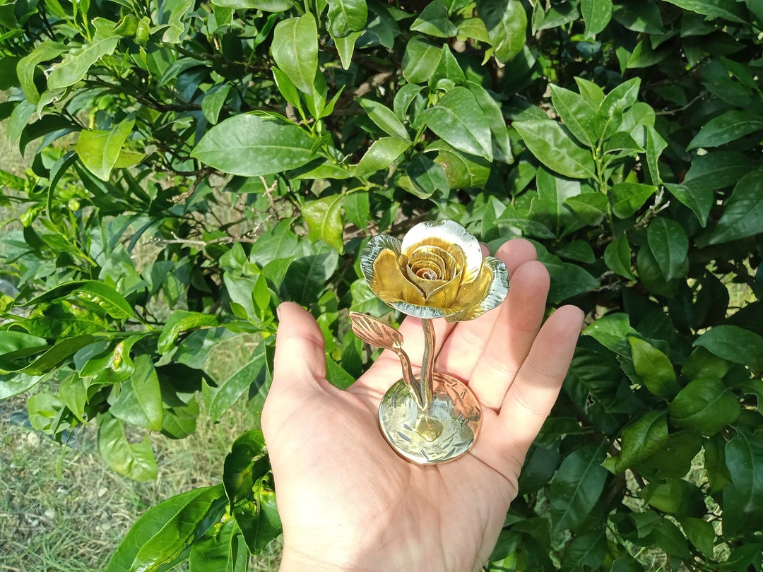 Bronze Rose, Bronze Rose With Stand, 8th Anniversary Gift, Bronze ...