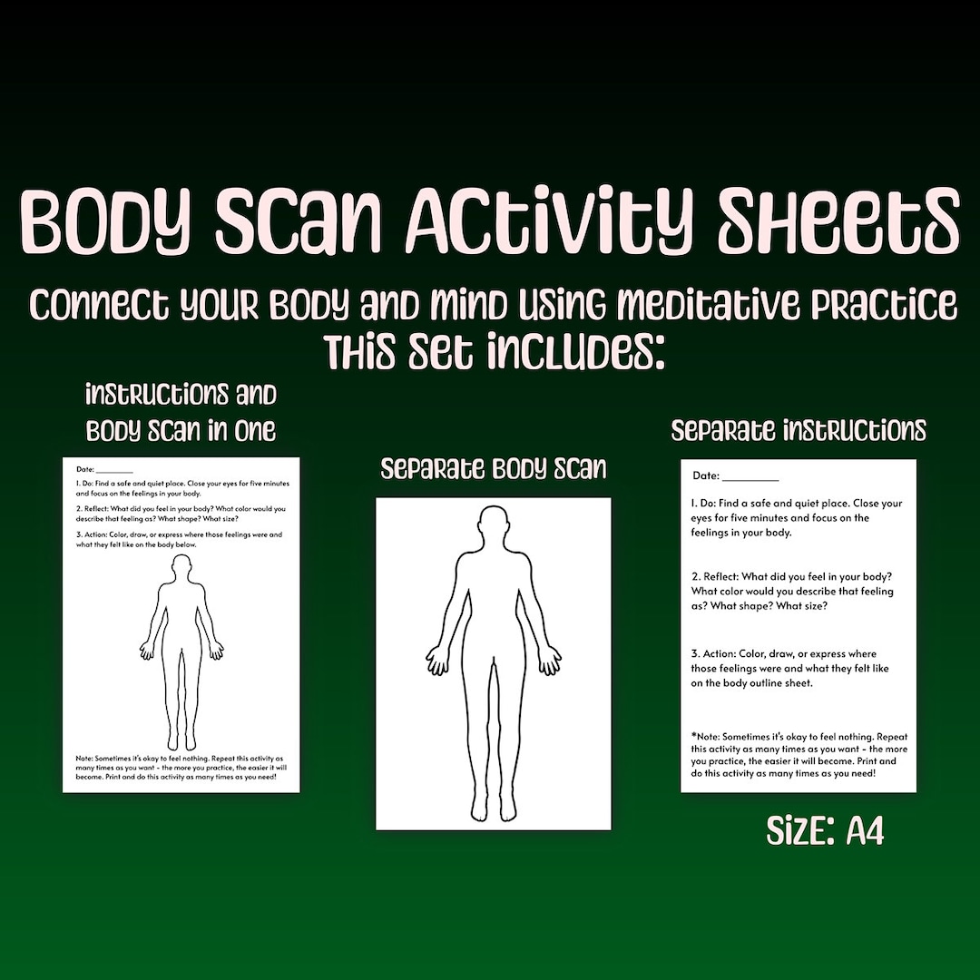 Body Scan Therapist Activity Sheet for Mental Health Help Download and ...