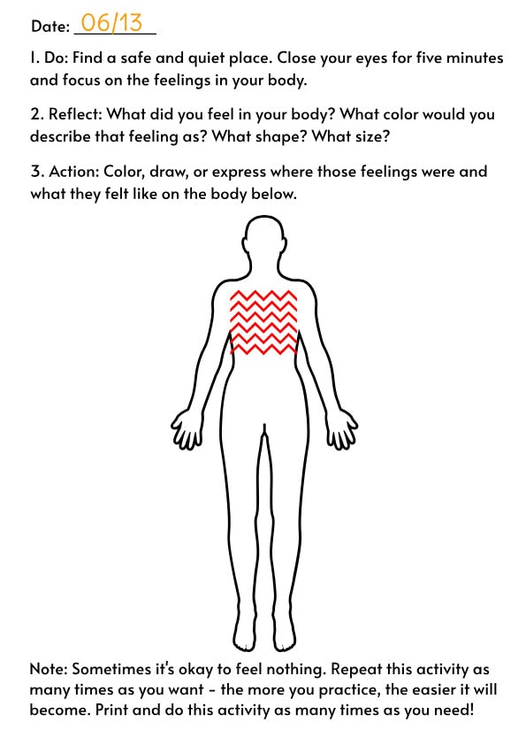 Body Scan Therapist Activity Sheet for Mental Health Help Download and ...