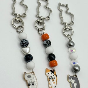 Dangle Cat Handmade Keychain With Colorful Beads Over 4 Inches Long ...