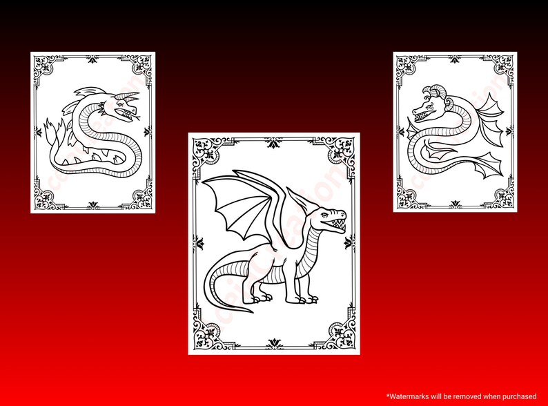 Dragon Coloring Pages 30 Page Bundle for Letter Size Paper Instant ...