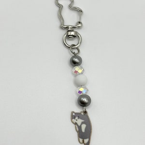 Dangle Cat Handmade Keychain With Colorful Beads Over 4 Inches Long ...