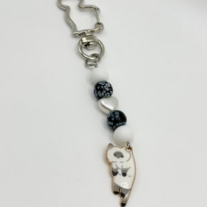 Dangle Cat Handmade Keychain With Colorful Beads Over 4 Inches Long ...