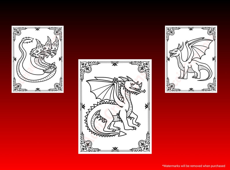 Dragon Coloring Pages 30 Page Bundle for Letter Size Paper Instant ...