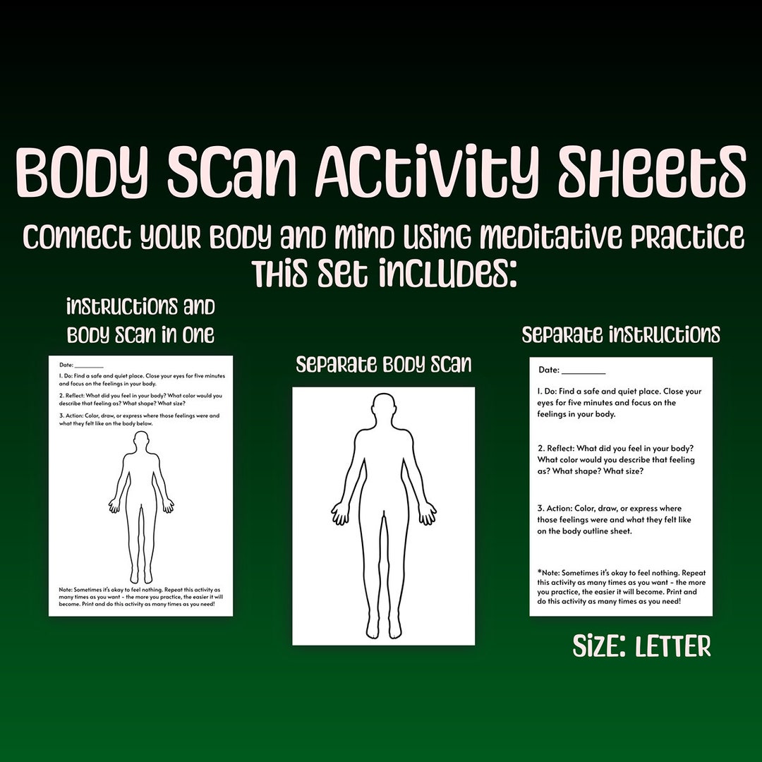 Body Scan Therapist Activity Sheet for Mental Health Help Download and ...