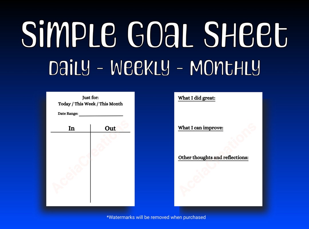 Simple Goal Planner Guide for Digital Download and Print Letter Sized ...