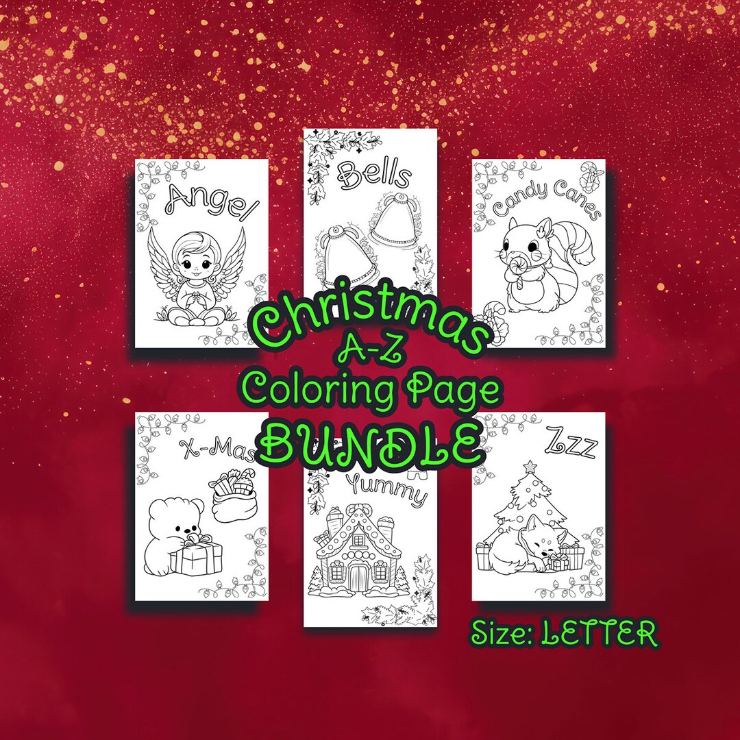 Christmas Themed A Through Z Coloring Pages Bundle Instant Digital ...