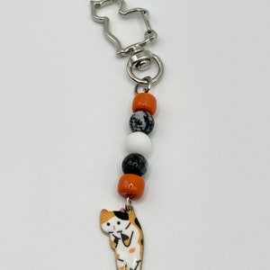 Dangle Cat Handmade Keychain With Colorful Beads Over 4 Inches Long ...