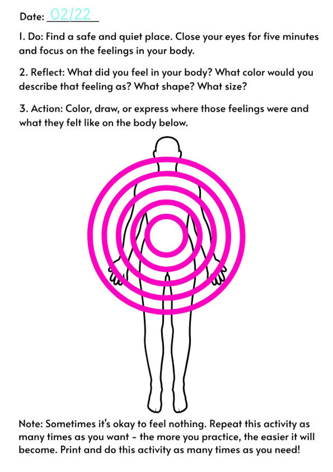 Body Scan Therapist Activity Sheet for Mental Health Help Download and ...