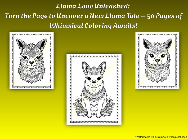 Llama Coloring Pages 50 Page Bundle PDF Download and Print for Letter ...