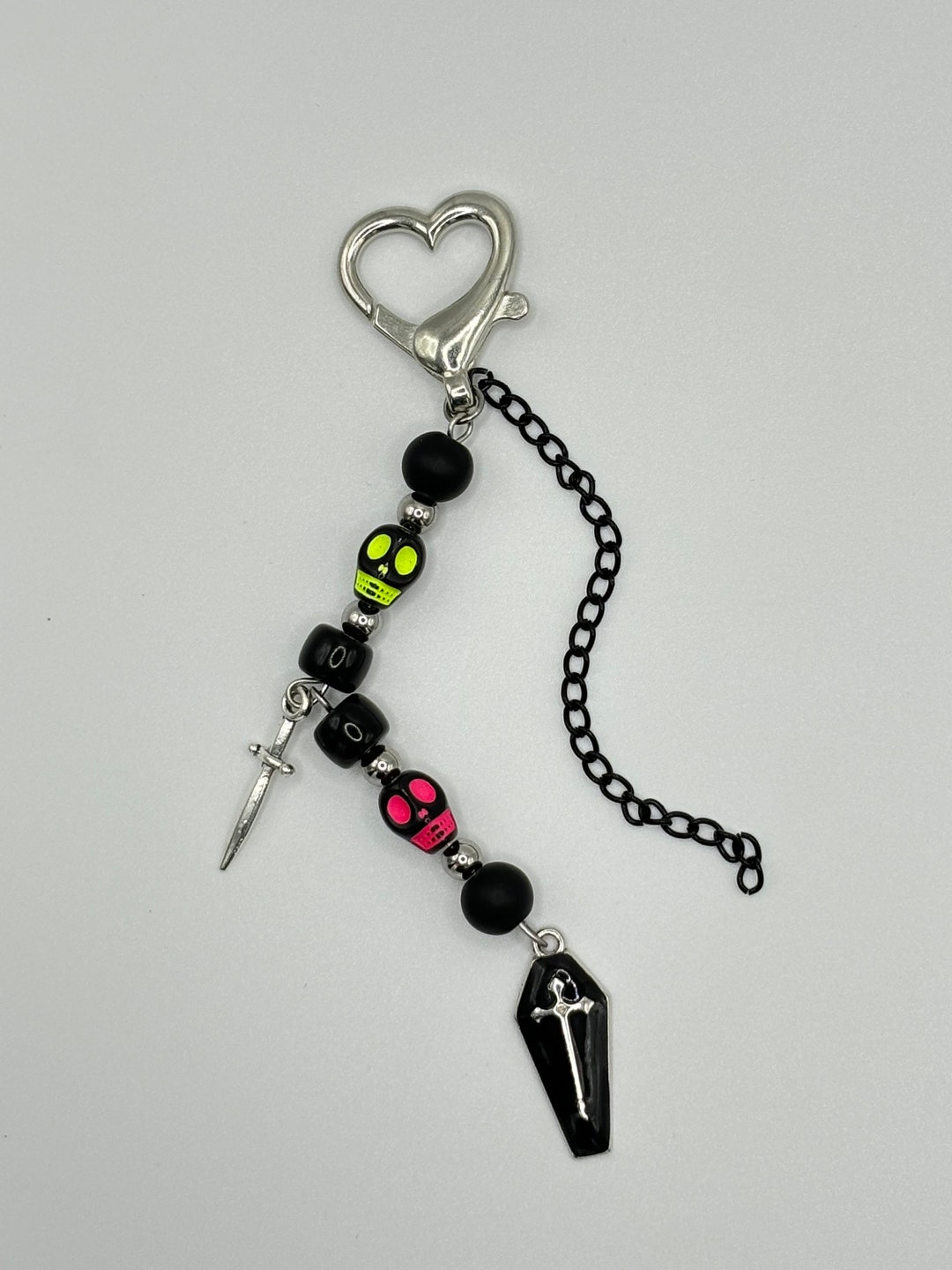 Colorful Skulls Handmade Halloween Keychain Gift for Goth Accessory for ...