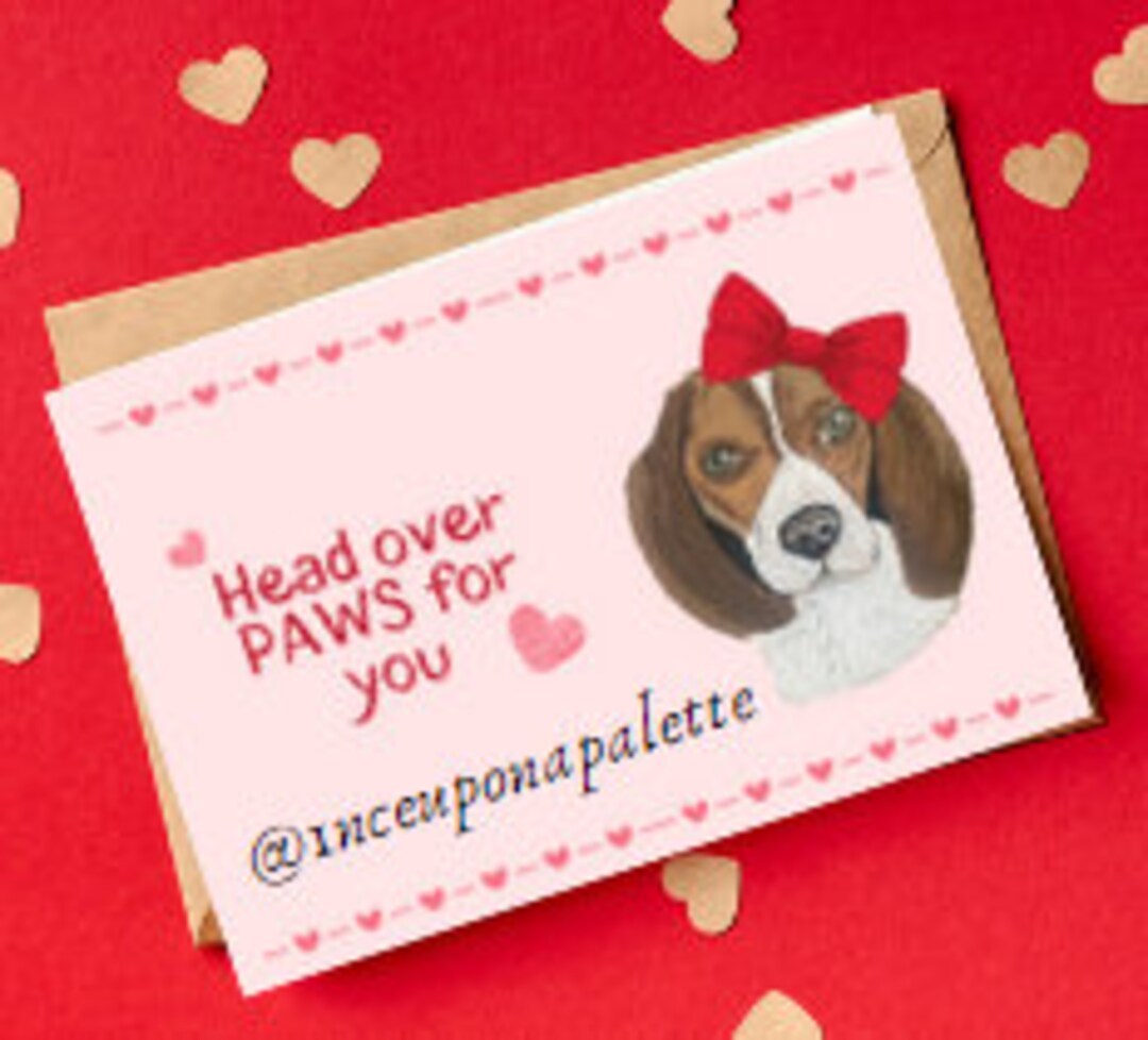 Digital Valentine's Day Cards - "head Over Paws for You" - Printable ...