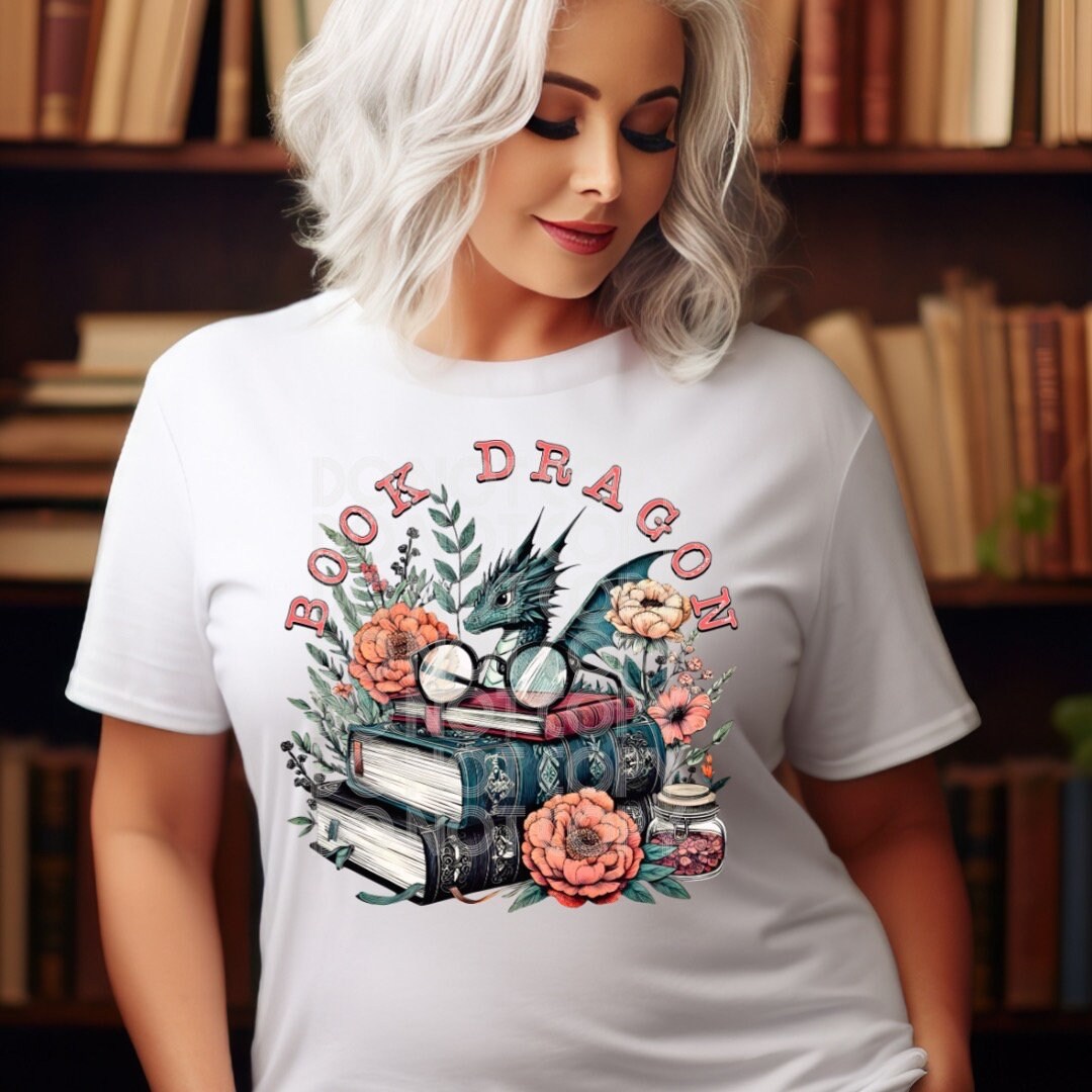 Sublimated Book Dragon T-shirt - Etsy