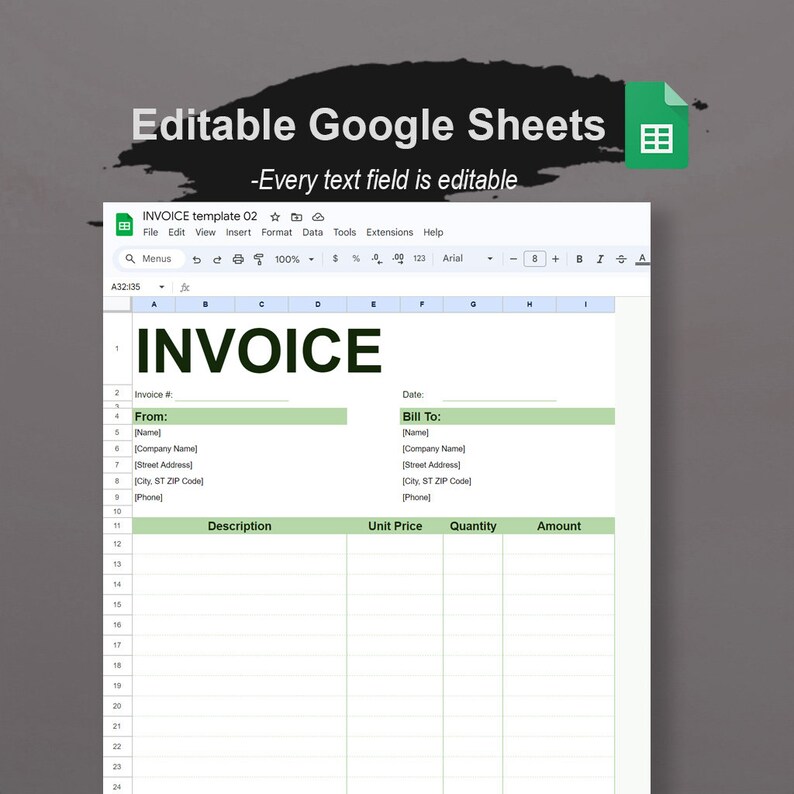 Business Invoice Simple Invoice Template Editable & Printable PDF/ MS Word/ MS Excel / Google ...