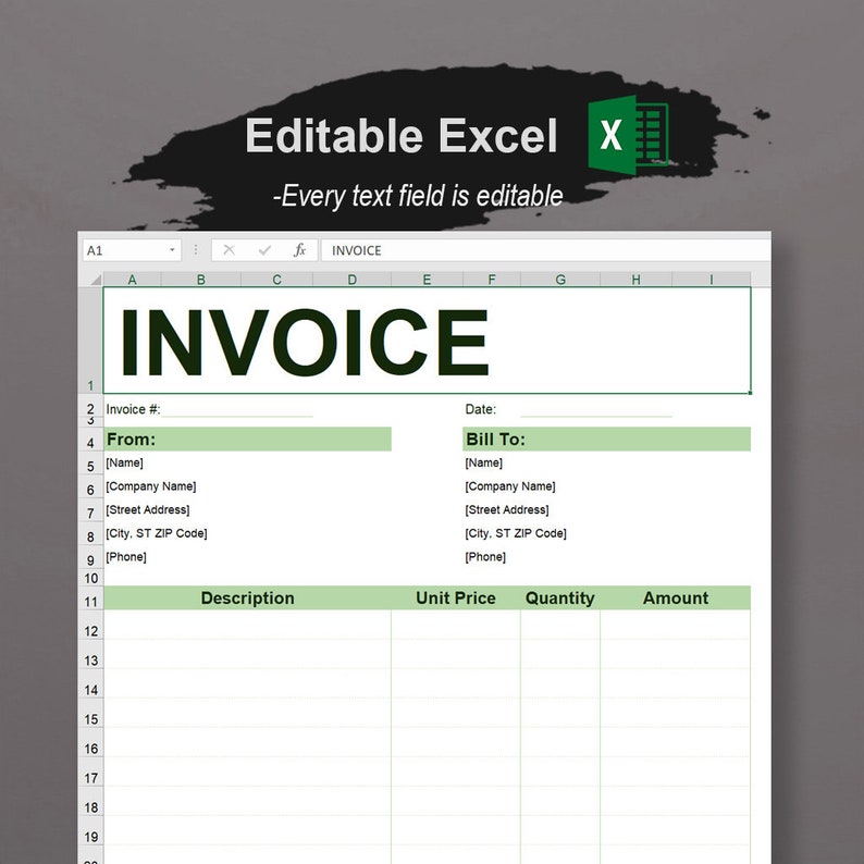 Business Invoice Simple Invoice Template Editable & Printable PDF/ MS Word/ MS Excel / Google ...