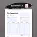 Purchase Order | Order Form Editable | Editable & Printable PDF/ MS Word/ MS Excel / Google Docs ...