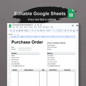 Purchase Order | Order Form Editable | Editable & Printable PDF/ MS ...