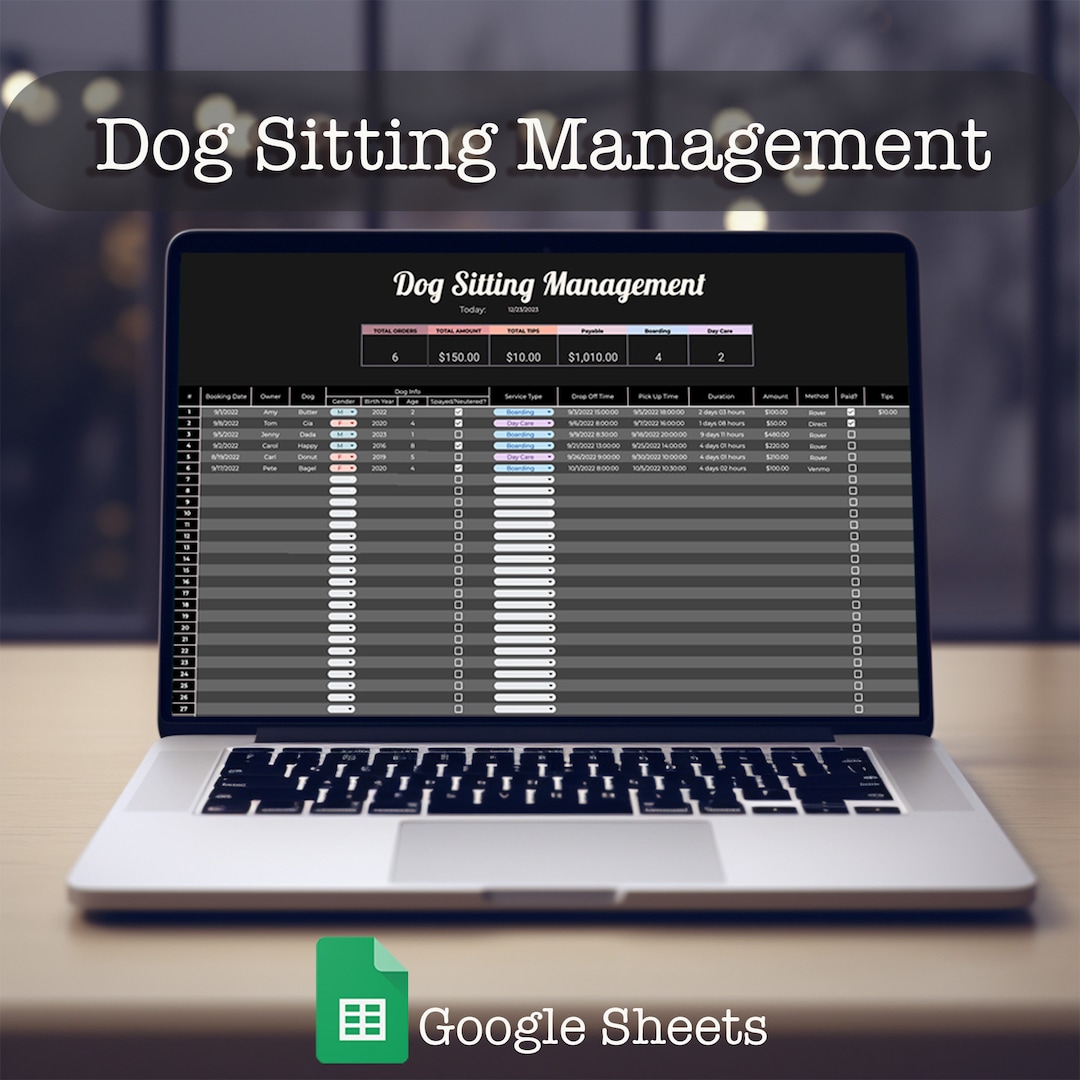 Dog Sitting Management Spreadsheet for Dog Sitter | Tool for Rover ...