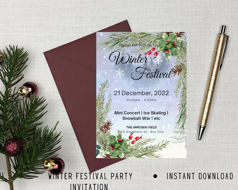 Editable Christmas Party Invitation Christmas Party Invite Christmas ...