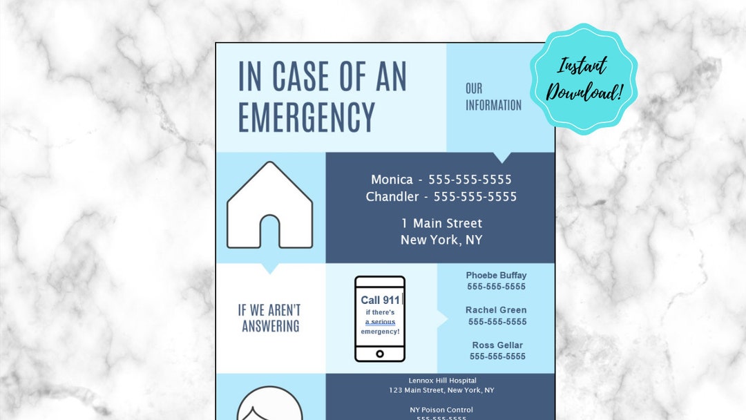 In Case of Emergency Template Customize It Instant Download - Etsy