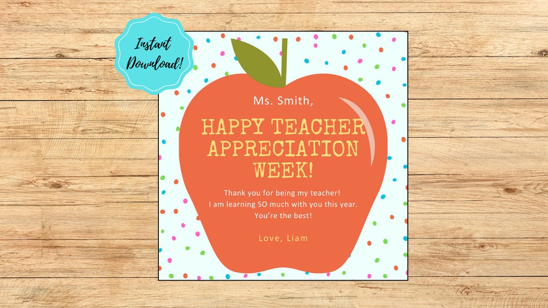 Teacher Appreciation Printable Customize It Instant Download - Etsy